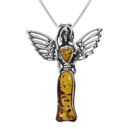 OSTSEE-SCHMUCK Damen Kette mit Anh&auml;nger "- Gleiter-Engel 40 mm - Silber 925/000 - Bernstein", 60, Silber 925 (Sterlingsilber), silber, Silber 925