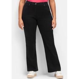 sheego Damen Stretch-Hose, schwarz, Gr. 54, unifarben, 98% Polyamid, 2% Elasthan, Hosen