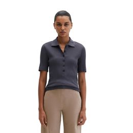 Marc O'Polo MARC O'POLO Damen Poloshirtblau graphite, Gr. M, unifarben, Rippware, Obermaterial: 61% Baumwolle, 36% Modal, 3% Elasthan, Shirts, Rippstruktur, Slim