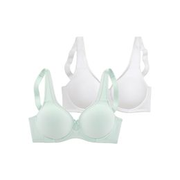 Damen Minimizer-BH, PETITE FLEUR BY LASCANA, Gr. 105, gr&uuml;n, Jersey, Obermaterial: 95% Baumwolle, 5% Elasthan, Basic, BHs, mit B&uuml;gel, Baumwolle, mit