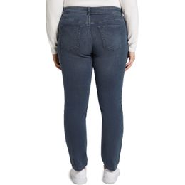 Tom Tailor PLUS Damen Slim-fit-Jeans, blau, Gr. 44, unifarben, Denim/Jeans, Obermaterial: 91% Baumwolle, 7% Polyester, 2% Elasthan, Jeans