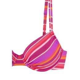 s.Oliver Damen B&uuml;gel-Bikini-Top "Fun", pink, Gr. 38, gestreift, Recycling-Polyamid, Bikini-Oberteile, im trendigen Streifen-Design