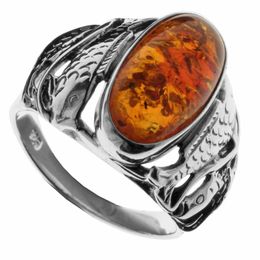 OSTSEE-SCHMUCK Damen Fingerring "- Fischland 16x8 mm - Silber 925/000 - Bernstein", 52, silber, Fingerringe