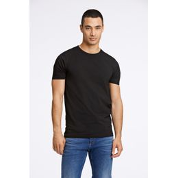 LINDBERGH Herren T-Shirt, schwarz, Gr. L, unifarben, Single Jersey, Obermaterial: 95% Baumwolle, 5% Elasthan, Shirts, mir Stretch und
