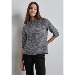 Street One Damen 3/4-Arm-Shirt, schwarz, Gr. 40, gemustert, Boucl&eacute;, Obermaterial: 53% Polyester, 28% Viskose, 19% Baumwolle, Shirts, mit Boucl&eacute;