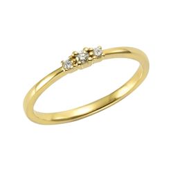 OROLINO Damen Fingerring "Gold 585 mit 3x Brillant zus. 0,08ct.", 058 (18,5), 0,08 SI = kleine Einschl&uuml;sse, Gold, gelb, Gold, Fingerringe