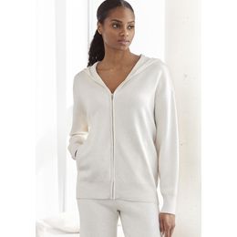 ELBSAND Damen Strickjacke, Gr. 44, wei&szlig;, Feinstrick, Obermaterial: 50% Viskose, 28% Polyester, 22% Nylon, meliert, Strickjacken, aus hochwertigem