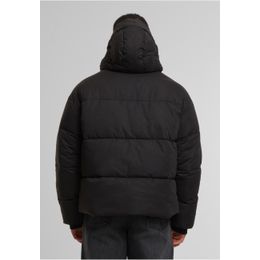 Urban Classics Herren Winterjacke "Urban Classics Puffer Jacket With Flap Hood"schwarz, Gr. S, mehrfarbig, 100% Polyester, Jacken