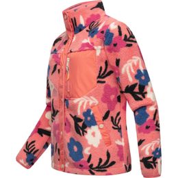 Ragwear Damen Pl&uuml;schjacke "Appopis Print", orange, Gr. 6XL, Material: 100% Polyester, Jacken, Auff&auml;llige flauschige &Uuml;bergangsjacke aus Teddyfleece