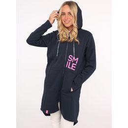 Zwillingsherz Damen Jerseymantel ""Alissa"", blau, Gr. SM, unifarben mit Farbeinsatz, Sweatware, Obermaterial: 50% Baumwolle, 50% Polyester, M&auml;ntel,