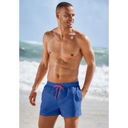 s.Oliver Herren Badeshorts, blau, Gr. S, kontrastfarbene Details, unifarben, Microfaser, Microfaser, Polyester, Badehosen, mit komplement&auml;rem