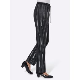 Classic Basics Damen Jerseyhose, schwarz, Gr. 44, gemustert, 100% Polyester, Hosen