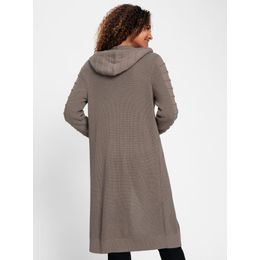 Casual Looks Damen Longstrickjacke, grau, Gr. 38, unifarben, 50% Baumwolle, 50% Polyacryl, Strickjacken