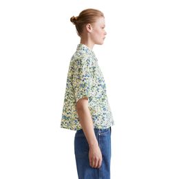 Marc O'Polo Damen Kurzarmbluse "aus LENZING ECOVERO -Mix", blau, Gr. XL, MARC O'POLO DENIM, bedruckt, Obermaterial: 73% Viskose, 27% Baumwolle, Blusen