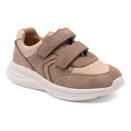 bisgaard Damen Sneaker "yuki glitter Weite: normal", Gr. 32taupe glitter, Leder, Textil, Glitzer, colorblocking, Schuhe, Freizeitschuh, M&auml;dchen Schuh