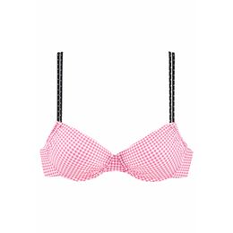 Buffalo Damen B&uuml;gel-Bikini-Top "Florida", rosa, Gr. 40, kariert, kontrastfarbene Details, Polyamid, Bikini-Oberteile, verstellbare Doppeltr&auml;ger,