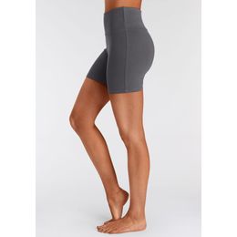 Lascana Damen Shorts, Gr. 40, grau, Single Jersey, Obermaterial: 95% Baumwolle, 5% Elasthan, unifarben, Basic, Hosen, mit breitem B&uuml;ndchen und