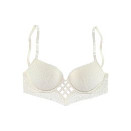 Lascana Damen Push-up-BH, Gr. 80, beige, Spitze, Obermaterial: 90% Polyamid, 10% Elasthan, BHs, mit entz&uuml;ckender Flechtoptik, sexy Dessous