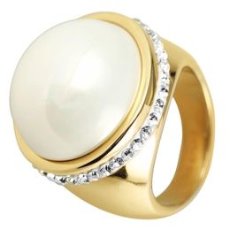 Adelia&acute;s ADELIA ́S Damen Fingerring "Damen Ring aus Edelstahl mit Strass Steinchen", 62, Edelstahl, gold, Edelstahl, Fingerringe