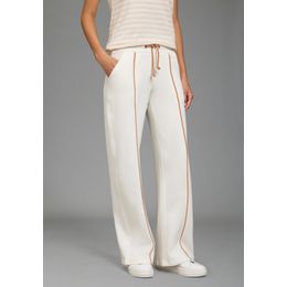 Laura Scott Damen Sweathosewei&szlig;, Gr. 40, unifarben mit Farbeinsatz, angeraute Sweatware, Obermaterial: 60% Baumwolle, 40% Polyester. Besatz: 60%