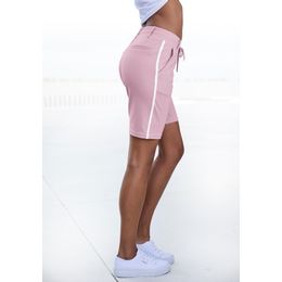Lascana Damen Shorts, Gr. 38, rosa, Sweatware, Obermaterial: 70% Viskose, 25% Polyamid, 5% Elasthan, unifarben, Hosen, mit seitlichen Streifen,