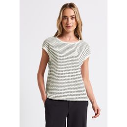 Street One Damen Shirttop, wei&szlig;, Gr. 38, gestreift, Obermaterial: 50% Baumwolle, 50% Polyester, Tops, mit Streifen Muster