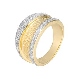 Jobo Damen Fingerring, 58, SI = kleine Einschl&uuml;sse, Diamantengelbgold 585, Diamanten, Fingerringe, 585 Gold bicolor mit 77 Diamanten