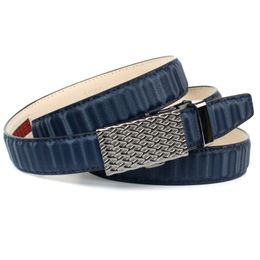 Anthoni Crown Damen Lederg&uuml;rtel, blau, Gr. 80, unifarben, Leder, G&uuml;rtel, Automatik G&uuml;rtel mit gemusterter Schlie&szlig;e