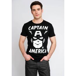 logoshirt Herren T-Shirt "Captain America - Portrait", schwarz, Gr. M, bedruckt, mehrfarbig, 100% Baumwolle, Shirts, mit Captain America-Print