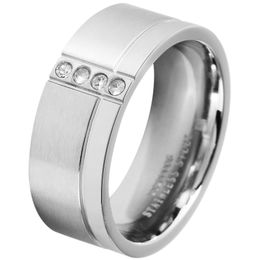 Adelia&acute;s ADELIA ́S Damen Fingerring "Damen Ring aus Edelstahl mit Strass Steinchen", 52, Edelstahlsilber, Edelstahl, Fingerringe