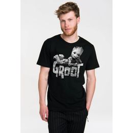 logoshirt Herren T-Shirt "Marvel - Groot", schwarz, Gr. M, unifarben, 100% Baumwolle, Shirts, mit coolem Print