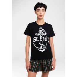 logoshirt Damen T-Shirt "St. Pauli", schwarz-wei&szlig;, Gr. S, bedruckt, 100% Baumwolle, Shirts, mit coolem St. Pauli-Print