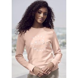 H.I.S. H.I.S Damen Sweatshirt, Gr. 32, rot, Interlock, Obermaterial: 60% Baumwolle, 40% Polyester, bestickt, unifarben, Basic, Sweatshirts, mit gro&szlig;er Logo