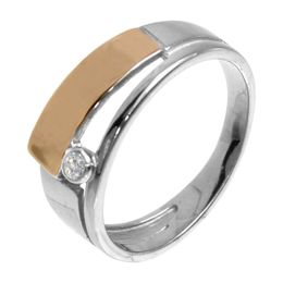 OSTSEE-SCHMUCK Damen Fingerring "- Sunny Exklusiv - Silber 925/000 & Gold 585/000 - Zirkonia", 58, silber, Fingerringe