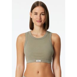 Schiesser Damen Bustier "Revival Kollektion", Gr. 36, beige, Feinripp, Obermaterial: 95% Baumwolle, 5% Elasthan, BHs, Breite Abschl&uuml;sse an Dekollet&eacute;