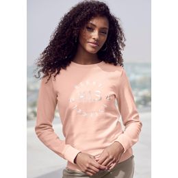 H.I.S. H.I.S Damen Sweatshirt, Gr. 44, rot, Interlock, Obermaterial: 60% Baumwolle, 40% Polyester, bestickt, unifarben, Basic, Sweatshirts, mit gro&szlig;er Logo