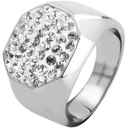 Adelia&acute;s ADELIA ́S Damen Fingerring "Damen Ring aus Edelstahl mit Strass Steinchen", 64, Edelstahlsilber, Edelstahl, Fingerringe