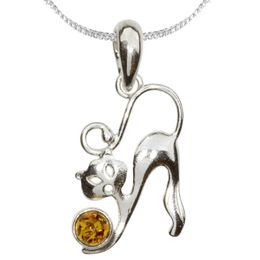 OSTSEE-SCHMUCK Damen Kette mit Anh&auml;nger "- Katze - Silber 925/000 - Bernstein", 50, Silber 925 (Sterlingsilber), silber, Silber 925 (Sterlingsilber),