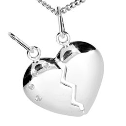 OSTSEE-SCHMUCK Damen Kette mit Anh&auml;nger "- geteiltes Herz - Silber 925/000 - Zirkonia", 42, Silber 925 (Sterlingsilber), silber, Silber 925