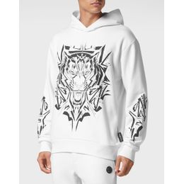 Plein Sport Herren Sweatshirt "Thunder Tiger", wei&szlig;, Gr. XS, Obermaterial: 88% Baumwolle, 12% Polyester, Sweatshirts
