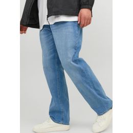 Jack & Jones PlusSize Herren Tapered-fit-Jeans "MIKE ORIGINAL", blau, Gr. 42, JACK & JONES PLUSSIZE, Abriebeffekte, Denim/Jeans, Obermaterial: 85% Baumwolle, 13%