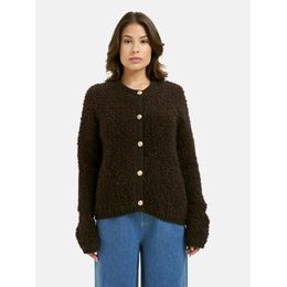 Smith & Soul SMITH & SOUL Damen Strickjackechoco, Gr. XXL, unifarben, Material: 53% Polyacryl, 25% Mohair, 12% Polyester, 10% Wolle, Strickjacken, aus