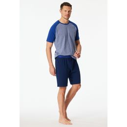 Schiesser Herren Shorty "95/5 Nightwear", Gr. 56819, blau, Single Jersey, Obermaterial: 95% Baumwolle, 5% Elasthan, Homewear-Sets, mit