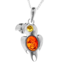 OSTSEE-SCHMUCK Damen Kette mit Anh&auml;nger "- Papagei - Silber 925/000 - Bernstein", 50, Silber 925 (Sterlingsilber), silber, Silber 925