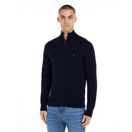 Tommy Hilfiger Herren Cardigan "PIMA ORG CTN CASHMERE ZIP THRU", blau, Gr. L, Strick, Obermaterial: 95% Baumwolle, 5% Kaschmir, Strickjacken