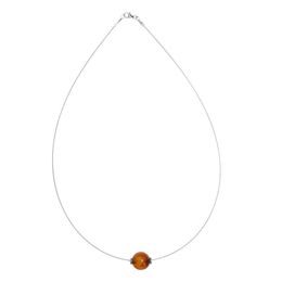 OSTSEE-SCHMUCK Damen Collier "- Bernsteinkugel 11 mm - Bernstein -", 42, Bernstein, silber, Bernstein, Halsketten
