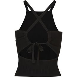 Urban Classics Damen Yoga & Relax Shirt "Urban Classics Damen Ladies Rib Knit Crossed Back Top", schwarz, Gr. M, unifarben, 35% Polyacryl, 35%