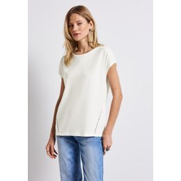 Street One Damen T-Shirt, wei&szlig;, Gr. 44, unifarben, Web, 50% Modal, 50% Baumwolle, Shirts, im soften Baumwoll-Mix