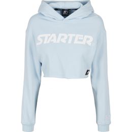 Damen Rundhalspullover "Starter Black Label Damen Ladies Starter Cropped Hoody", blau, Gr. L, STARTER Black Label, unifarben, 65% Baumwolle, 35%