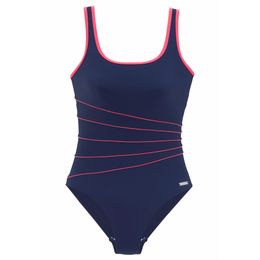 Lascana Damen Badeanzug, bunt, Gr. 50, kontrastfarbene Details, unifarben mit Farbeinsatz, Polyamid, Badeanz&uuml;ge, mit Kontrastpaspelierungen und